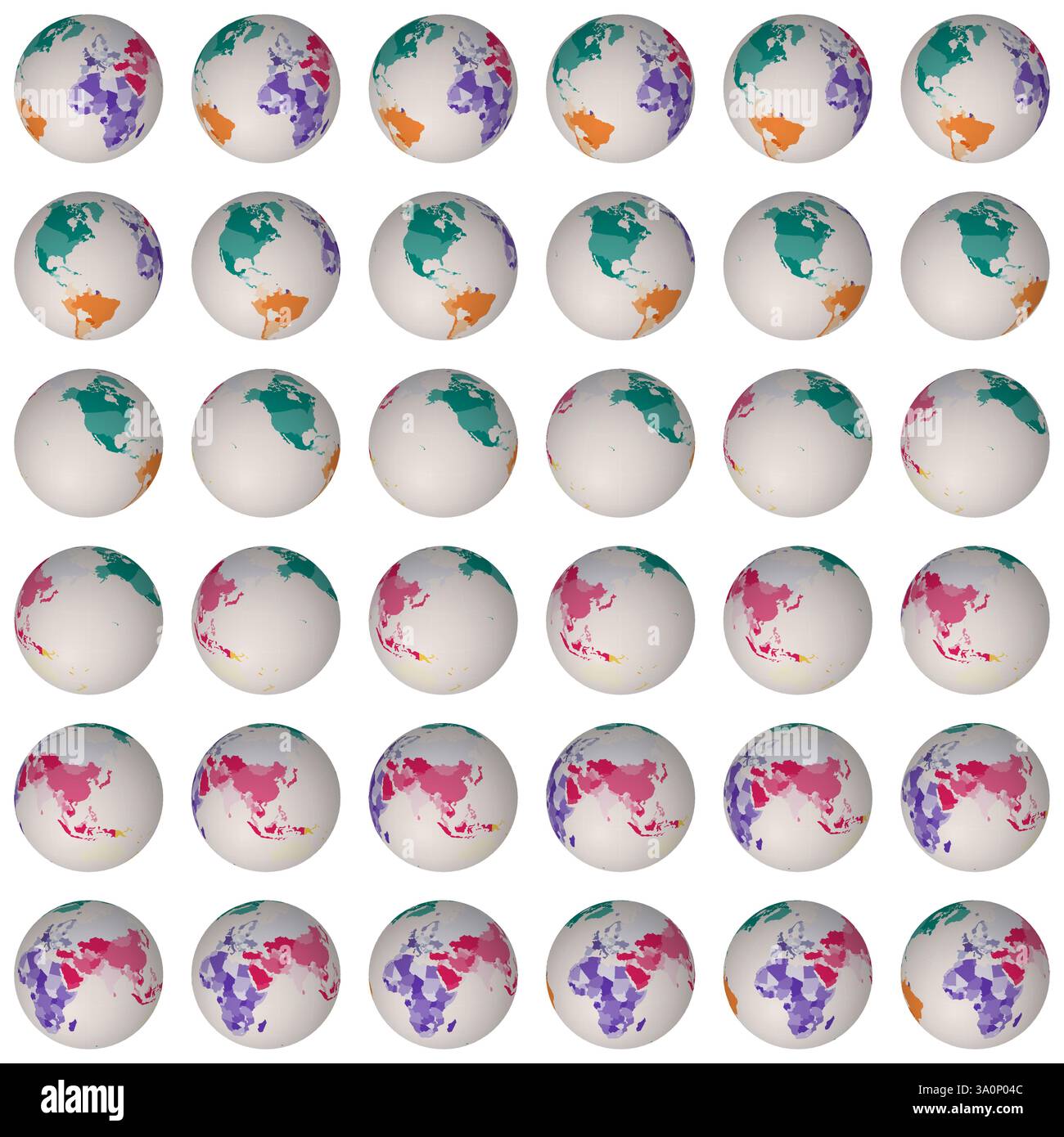 Colored world map political maps Cut Out Stock Images & Pictures - Alamy