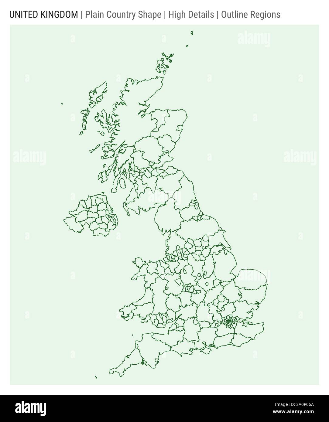 United Kingdom plain country map. High details. Outline regions style ...