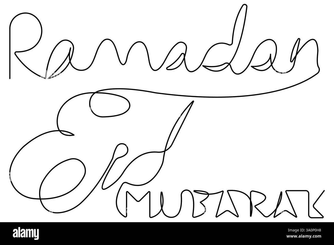 Single line vector illustration of Islamic lamps, stars, moon, and Eid ...