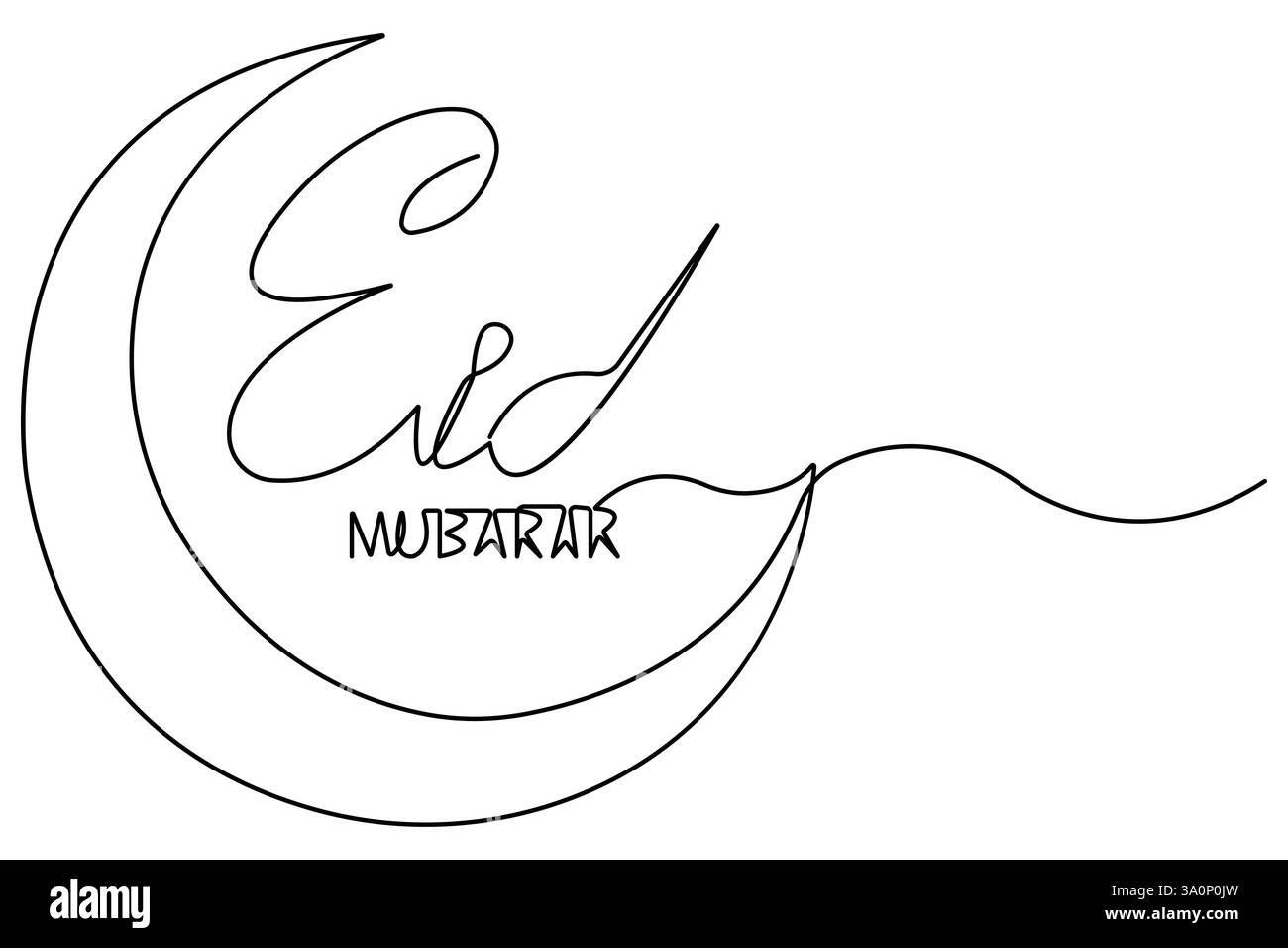 Single line vector illustration of Islamic lamps, stars, moon, and Eid ...