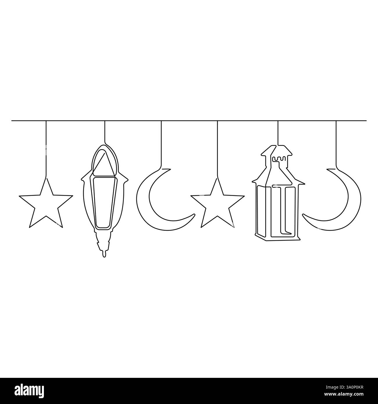 Ramadan Kareem continuous single line art drawing Islamic decoration ...