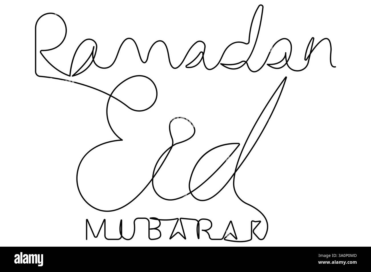 Single line vector illustration of Islamic lamps, stars, moon, and Eid ...