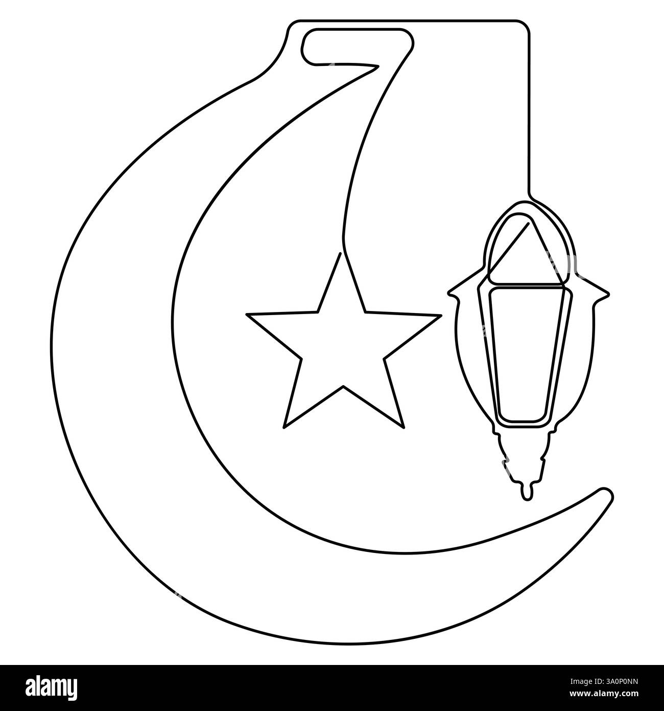 Ramadan Kareem continuous single line art drawing Islamic decoration ...
