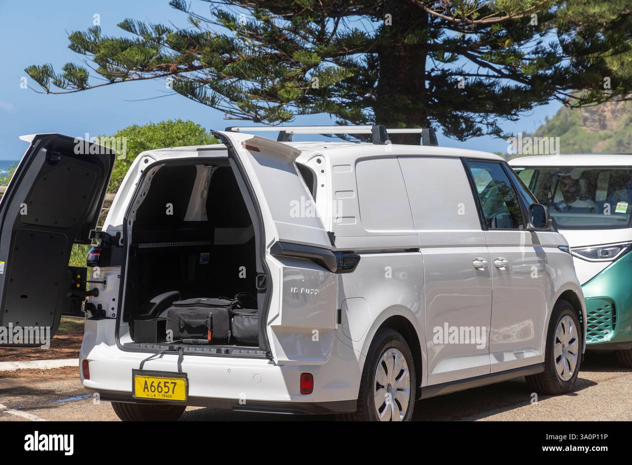 Volkswagen electric bus the ID Buzz camper van with trade number plates ...