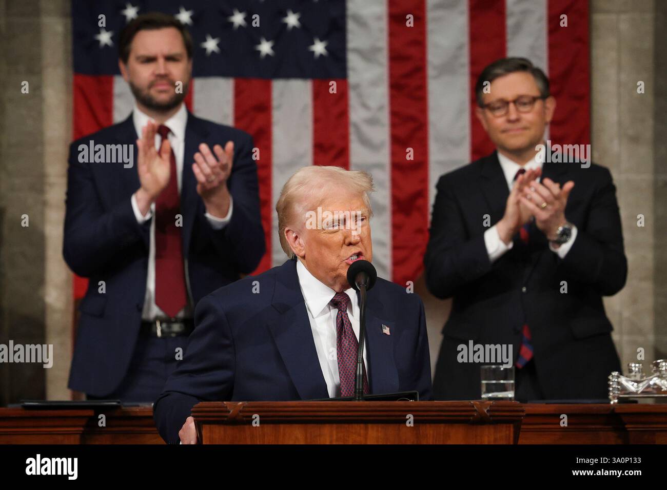 WASHINGTON, DC - MARCH 04: U.S. President Donald Trump addresses a ...