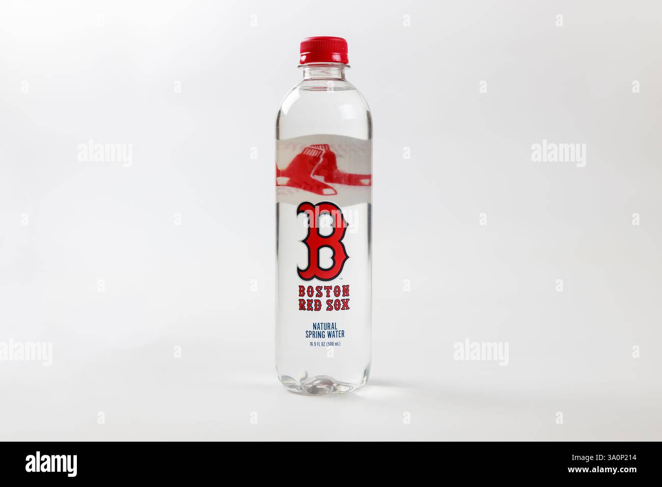 Natural spring water featuring Boston Red Sox branding in a clear ...