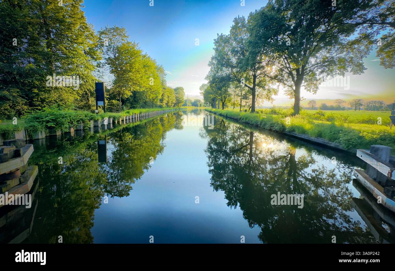 An incredibly tranquil river scene featuring lush, vibrant greenery ...