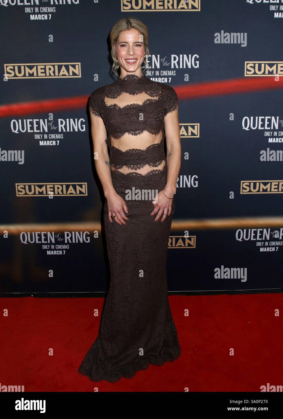 Emily Bett Rickards attending the 'Queen of the Ring' New York Premiere ...