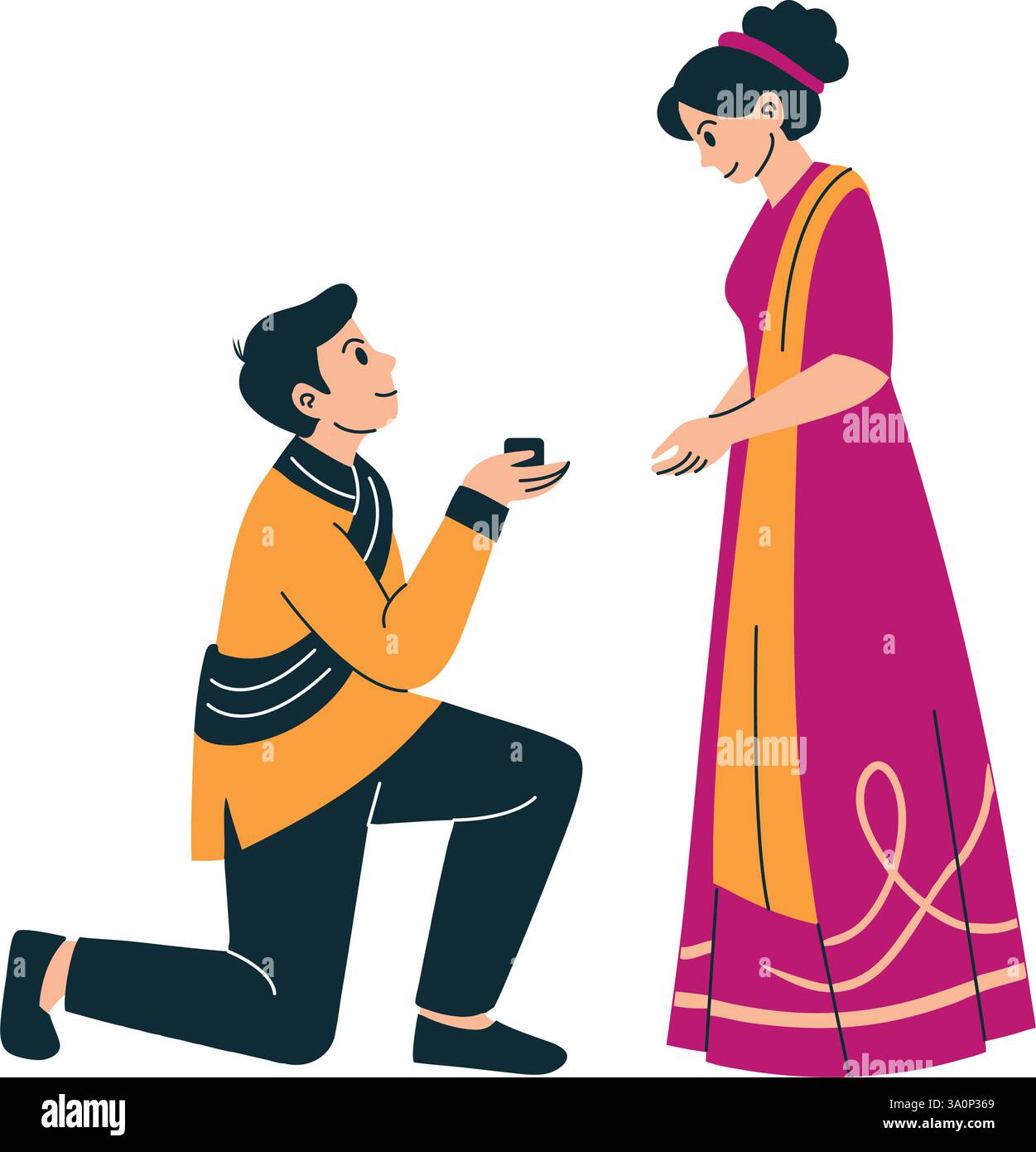 Indian Engagement Proposal Stock Vector Image & Art - Alamy