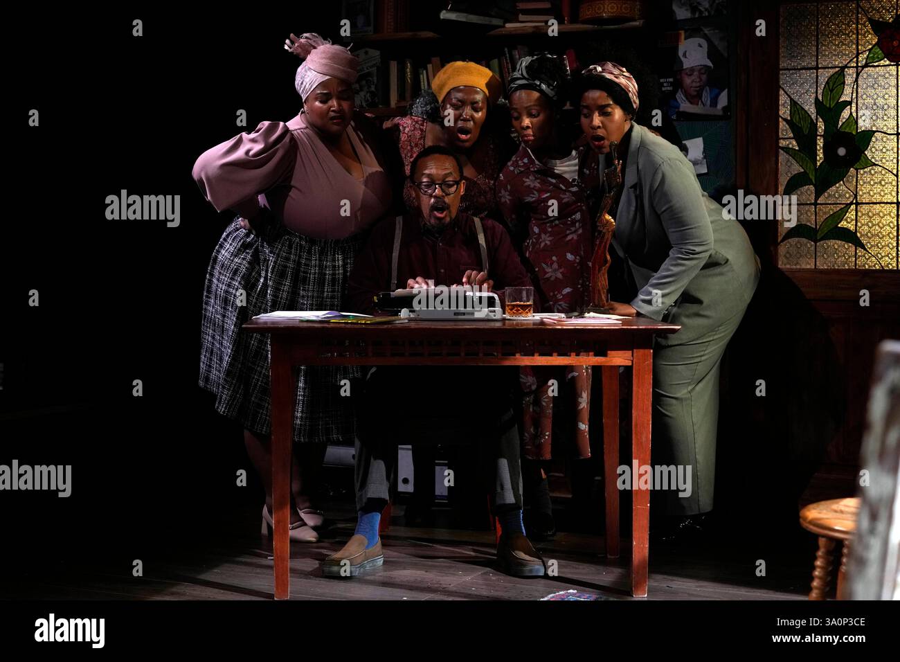 The cast members perform during a rehearsal of a theatre play called ...