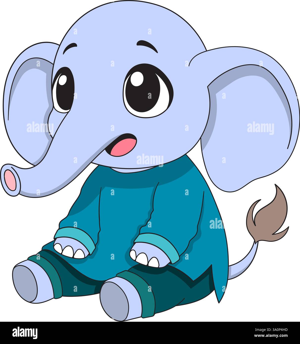 Illustration of a cute baby elephant wearing traditional Islamic ...