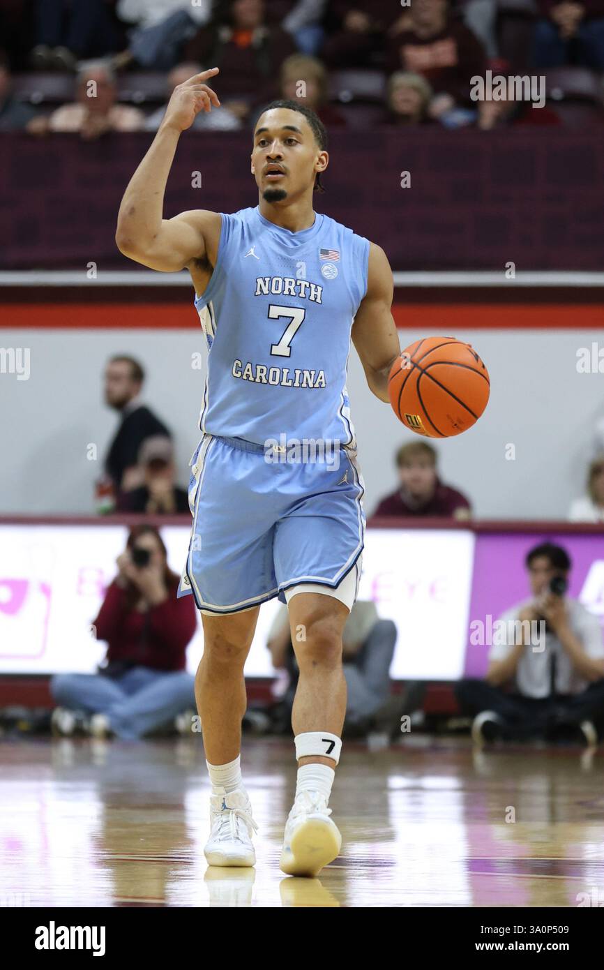 March 4, 2025: North Carolina Tar Heels guard Seth Trimble (7) runs the ...
