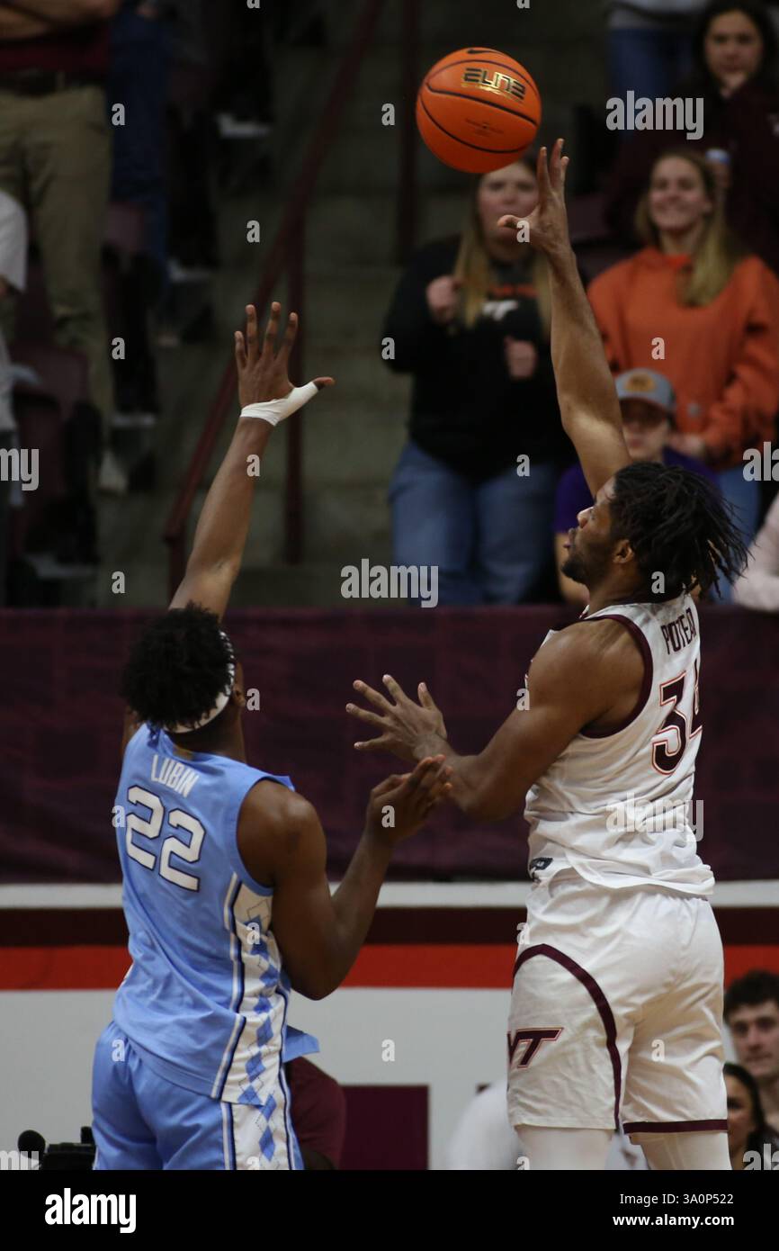 Blacksburg, VA, USA. 4th Mar, 2025. Virginia Tech Hokies forward ...