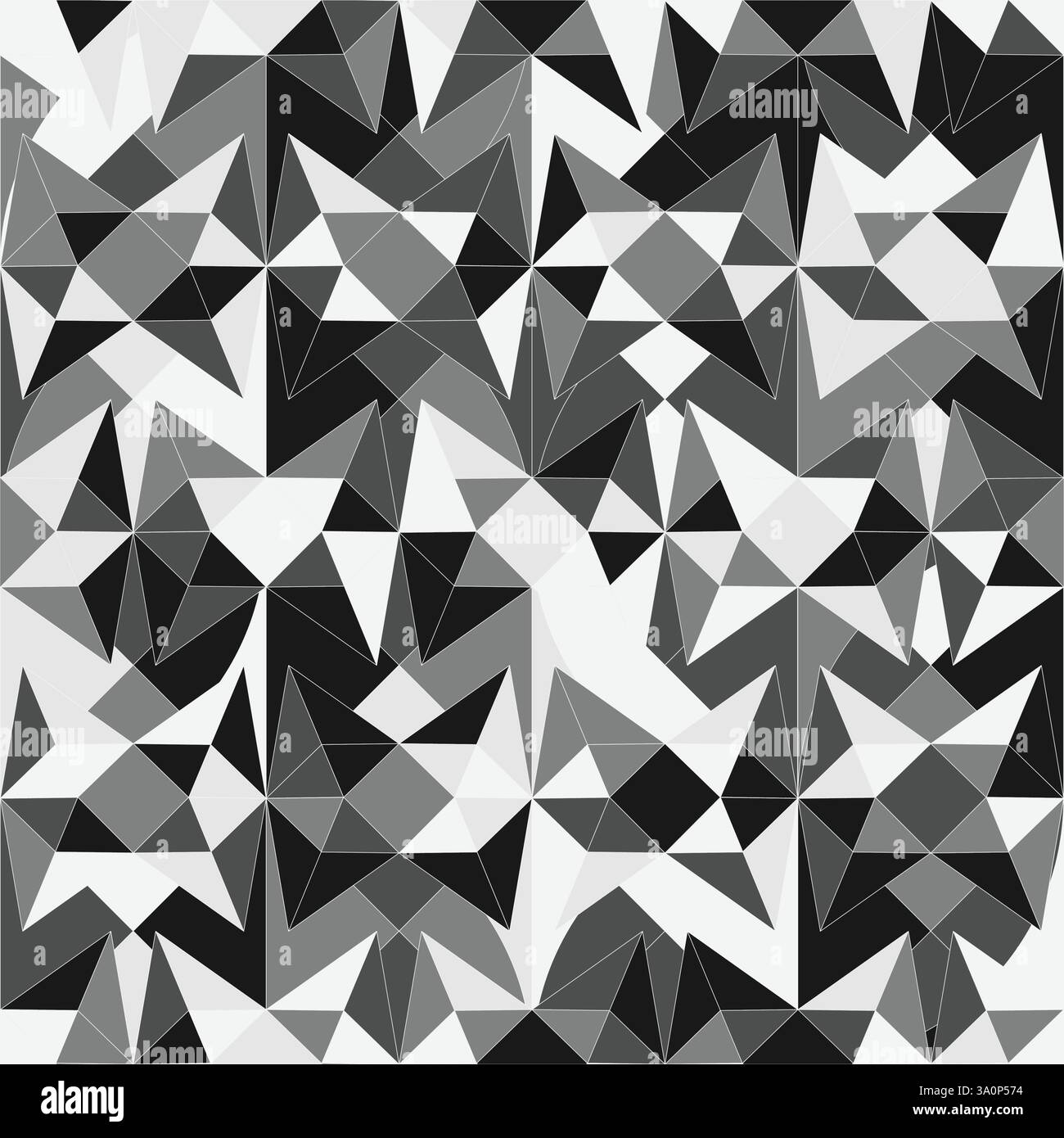 3D geometric pattern. Achromatic graphic seamless background. Grayscale ...