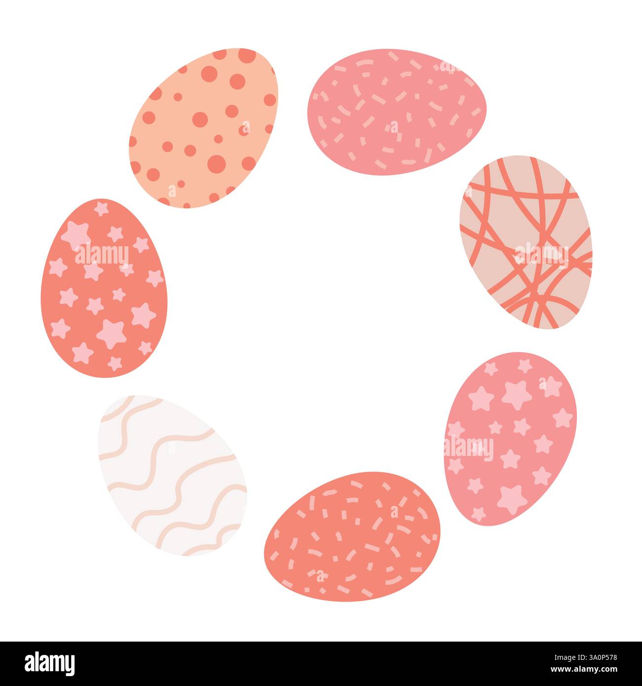 Circle Arrangement Frame of Easter-Themed Artistic Eggs with Abstract ...