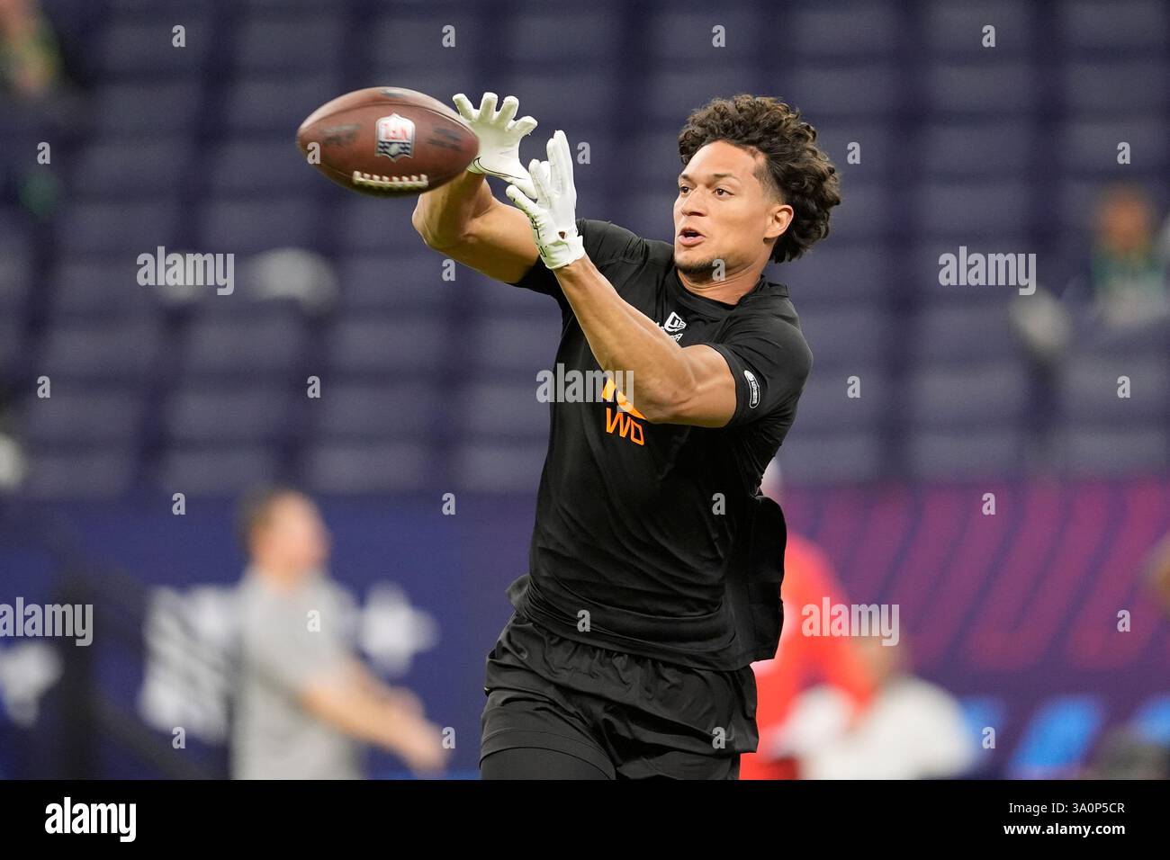 Iowa State wide receiver Jayden Higgins runs a drill at the NFL ...
