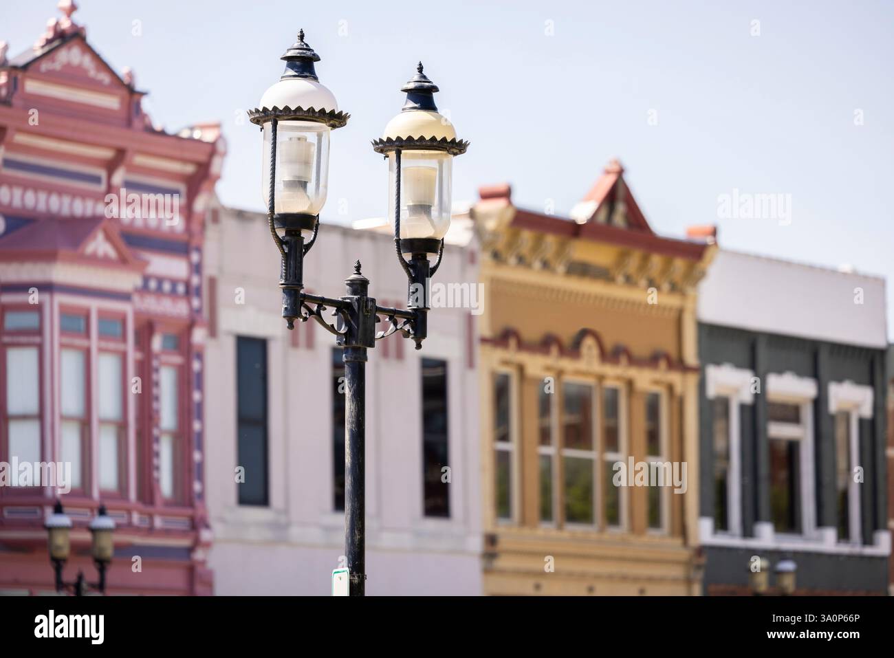 Street lamps stand in front of historic downtown facades of Ottawa ...