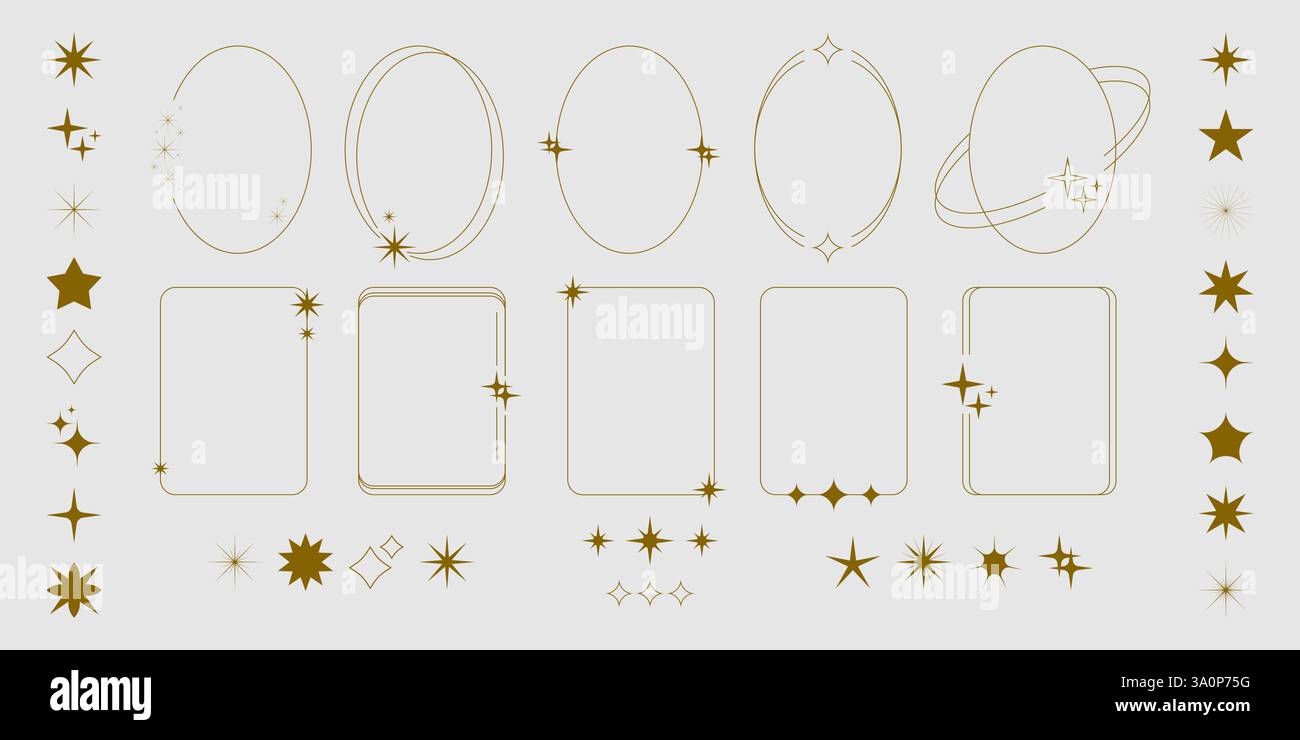 Y2k golden frames set isolated on background. Vector realistic ...