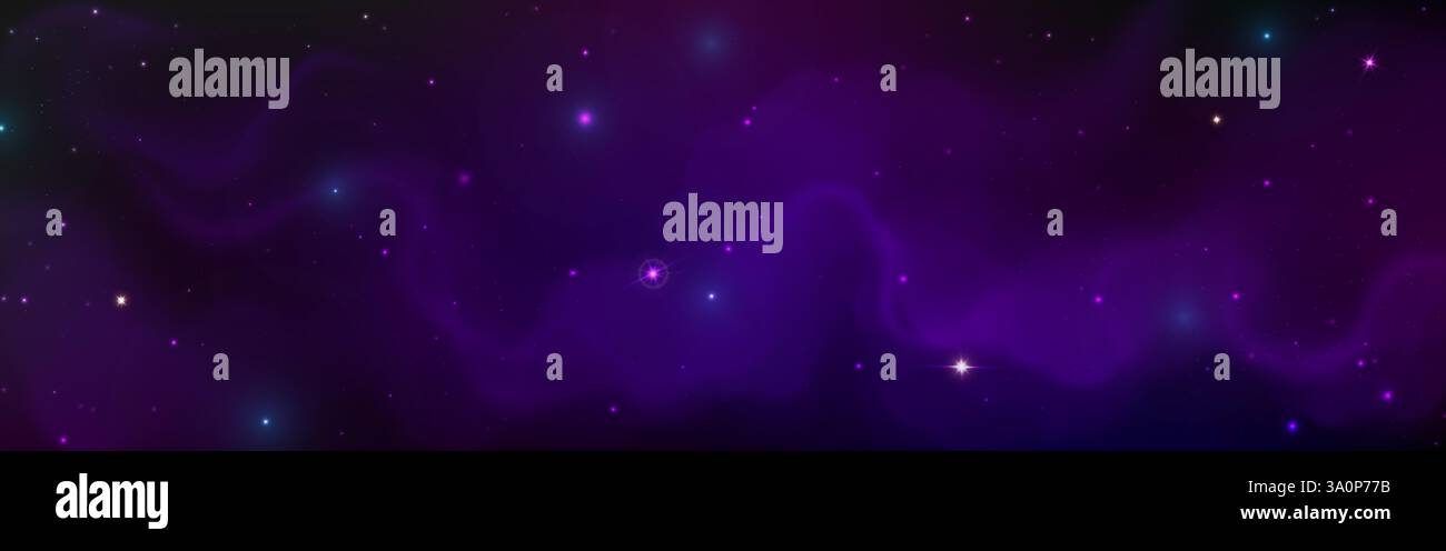 Deep purple outer space background with bright starry sparkles ...