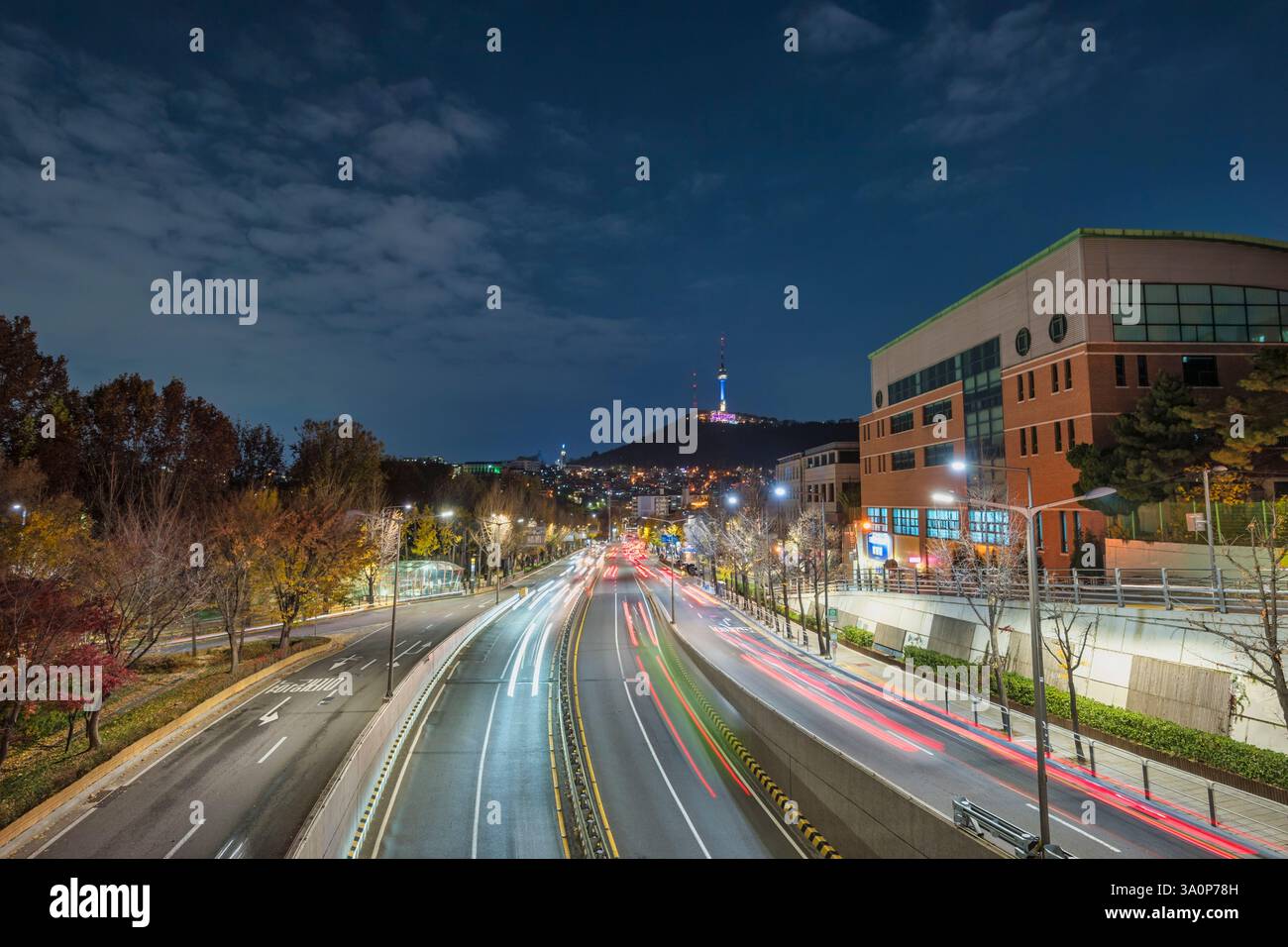 Seoul South Korea night city skyline at Itaewon view from Noksapyeong ...