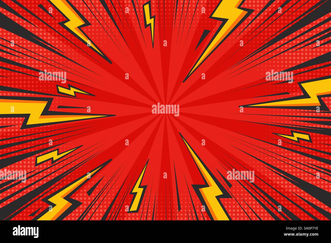 Comic cartoon background with lightnings and thunder power effect ...