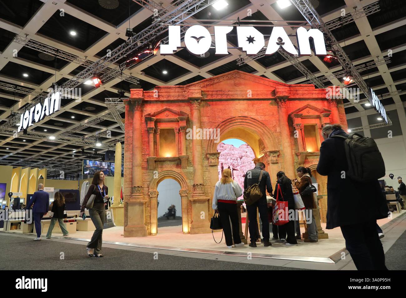 Berlin, Germany. 4th Mar, 2025. People visit the booth of Jordan during ...