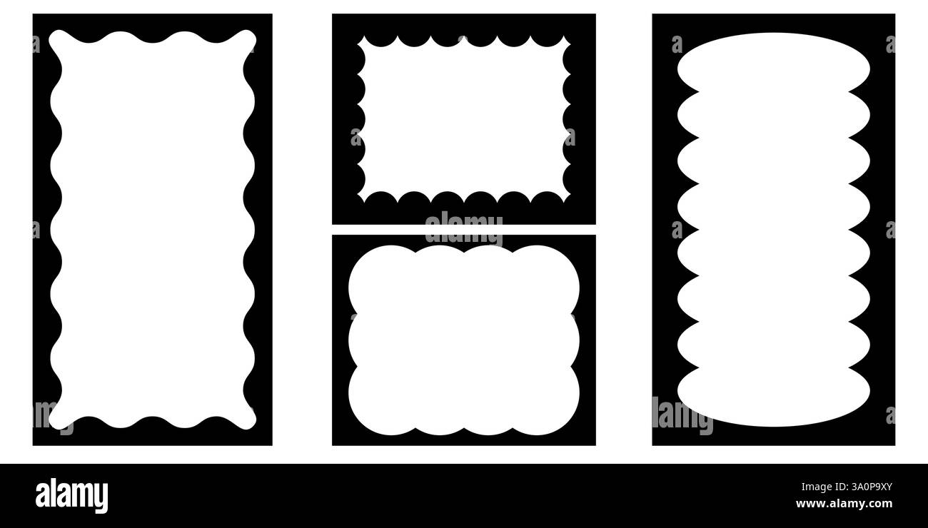 Hand drawn lace inner scalloped frames. Square, round and rectangle ...