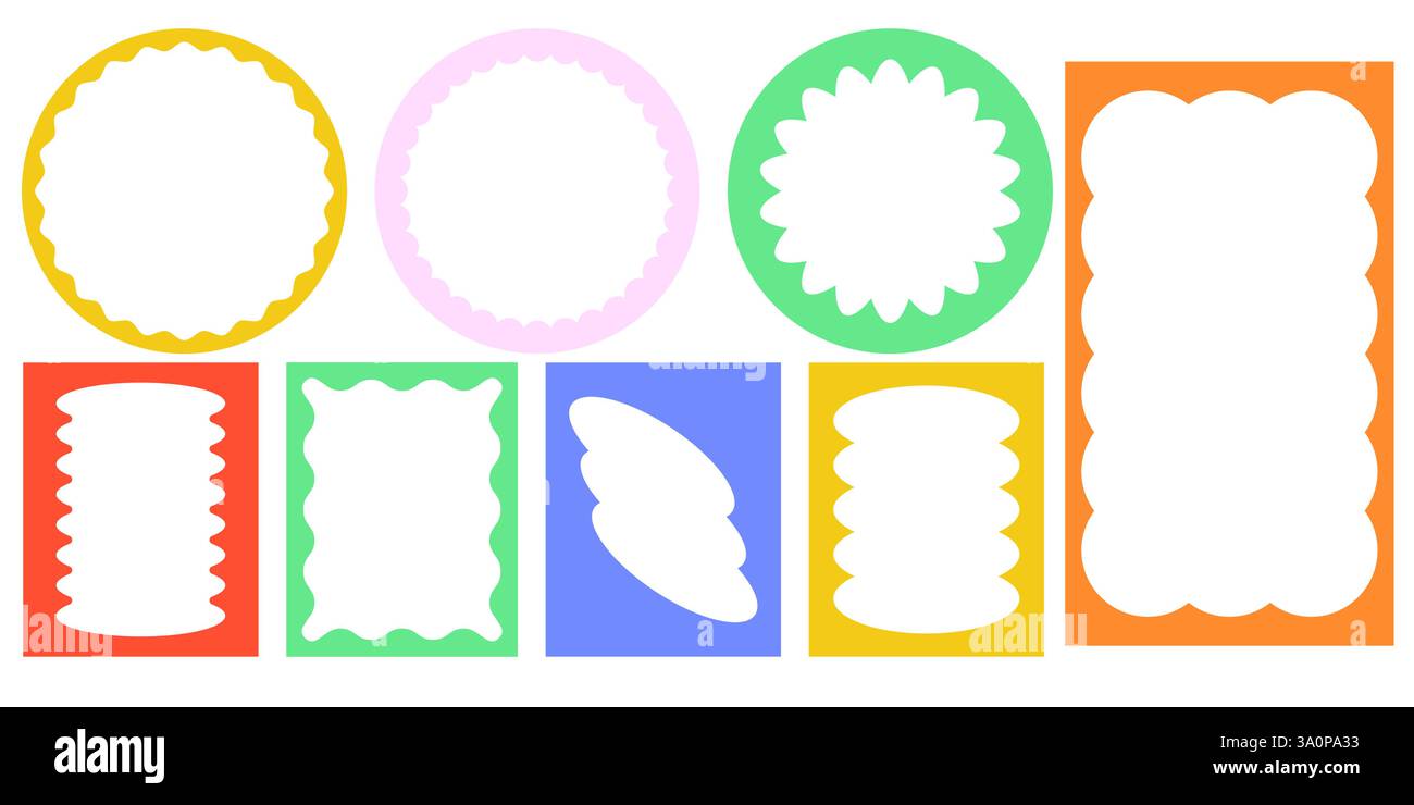 Hand drawn lace inner scalloped frames. Square, round and rectangle ...