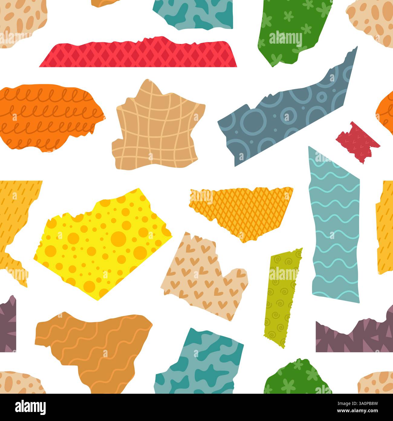 Colorful paper sheets with torn edges seamless pattern. Decorative ...