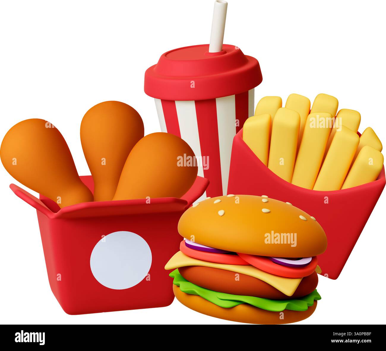 Combo fast food restaurant dinner or lunch. Potatoes fries, chicken ...