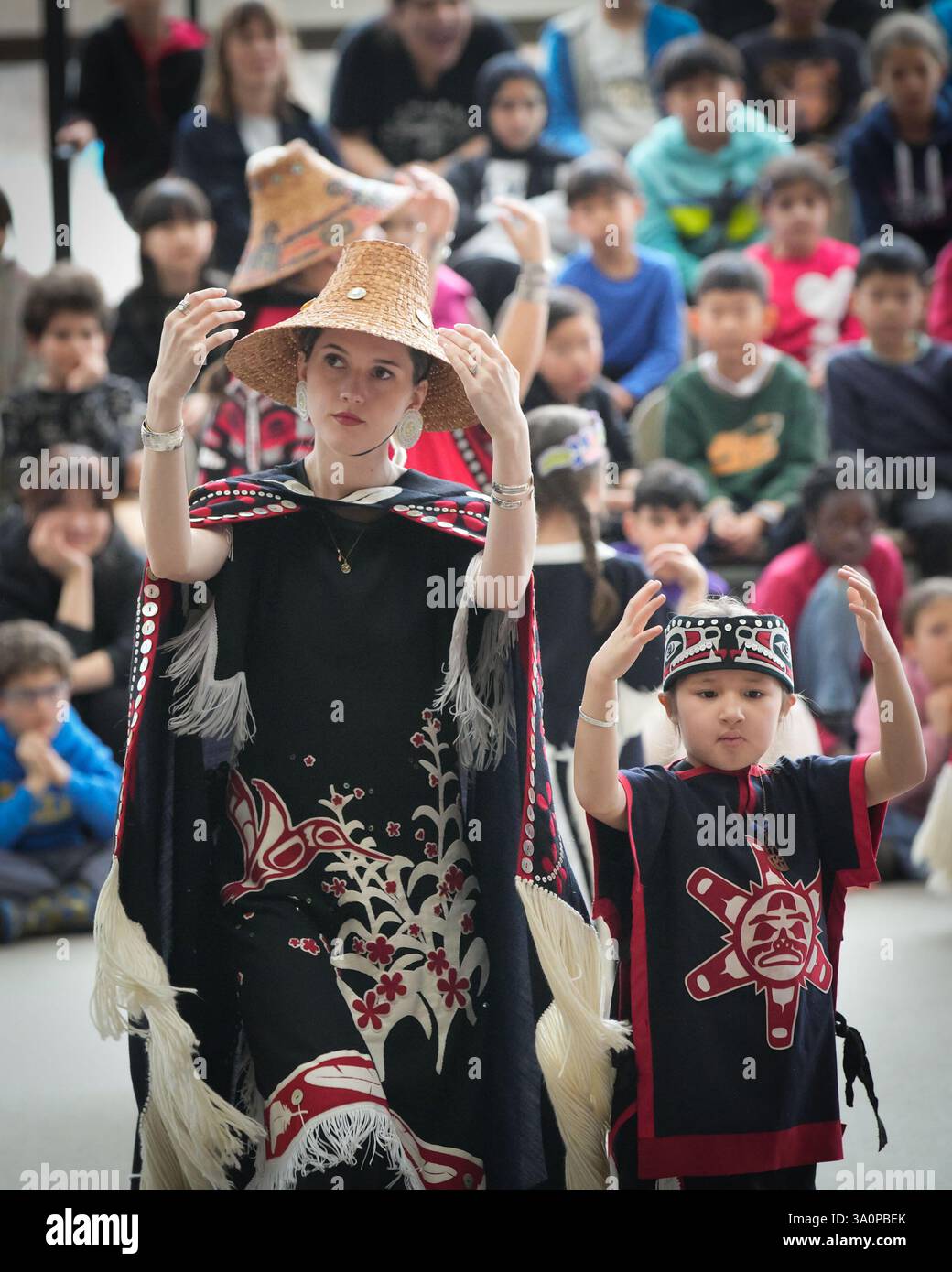 Vancouver, Canada. 4th Mar, 2025. Dancers perform an indigenous dance ...
