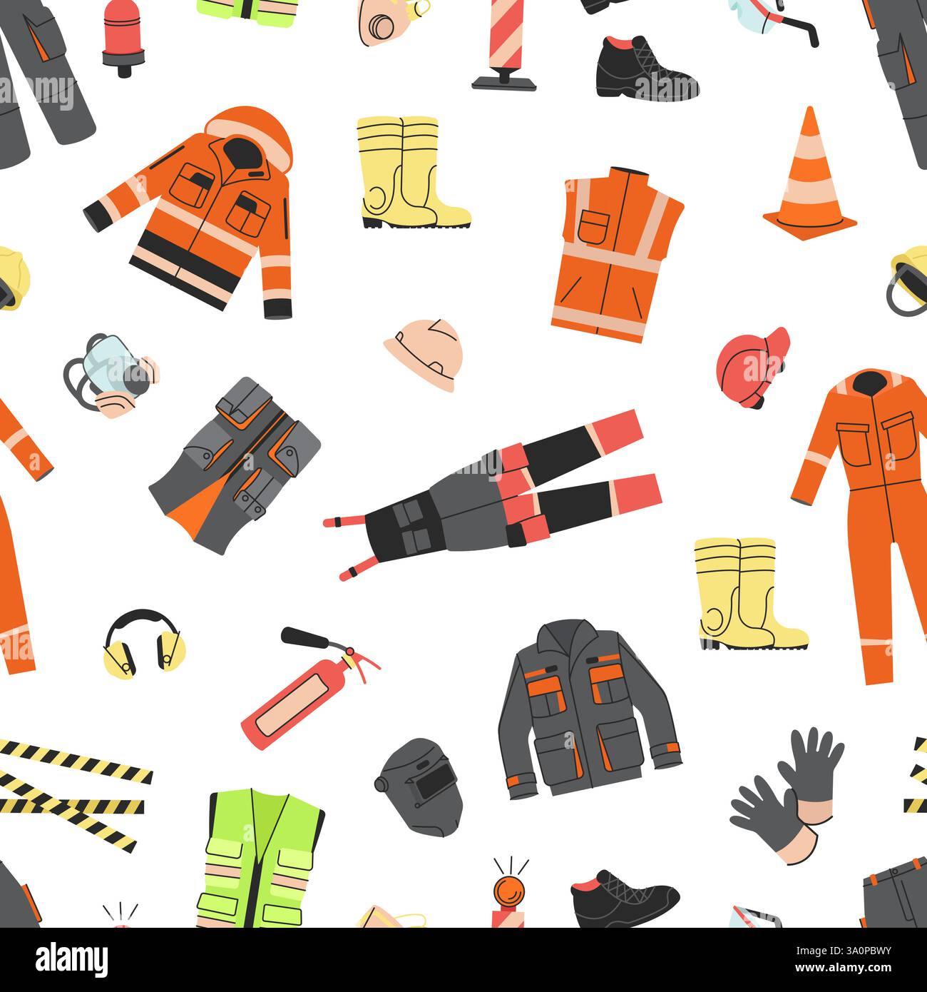 Workers clothes, protect uniform seamless pattern. Construction worker ...