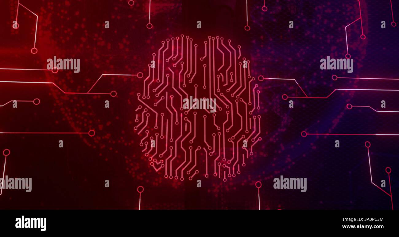 Image Of Digital Data Processing Over Computer Circuit Board Brain