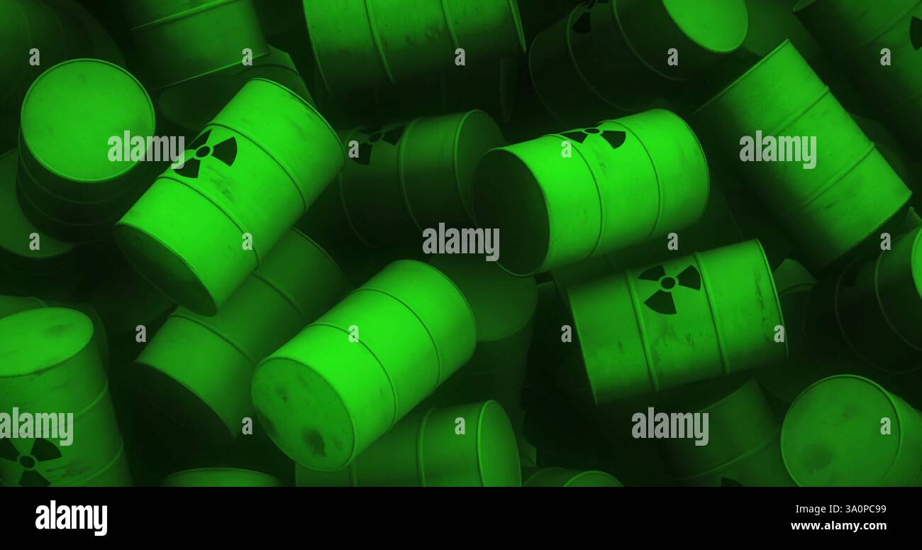 Image of green barrels with radioactive sign Stock Photo - Alamy