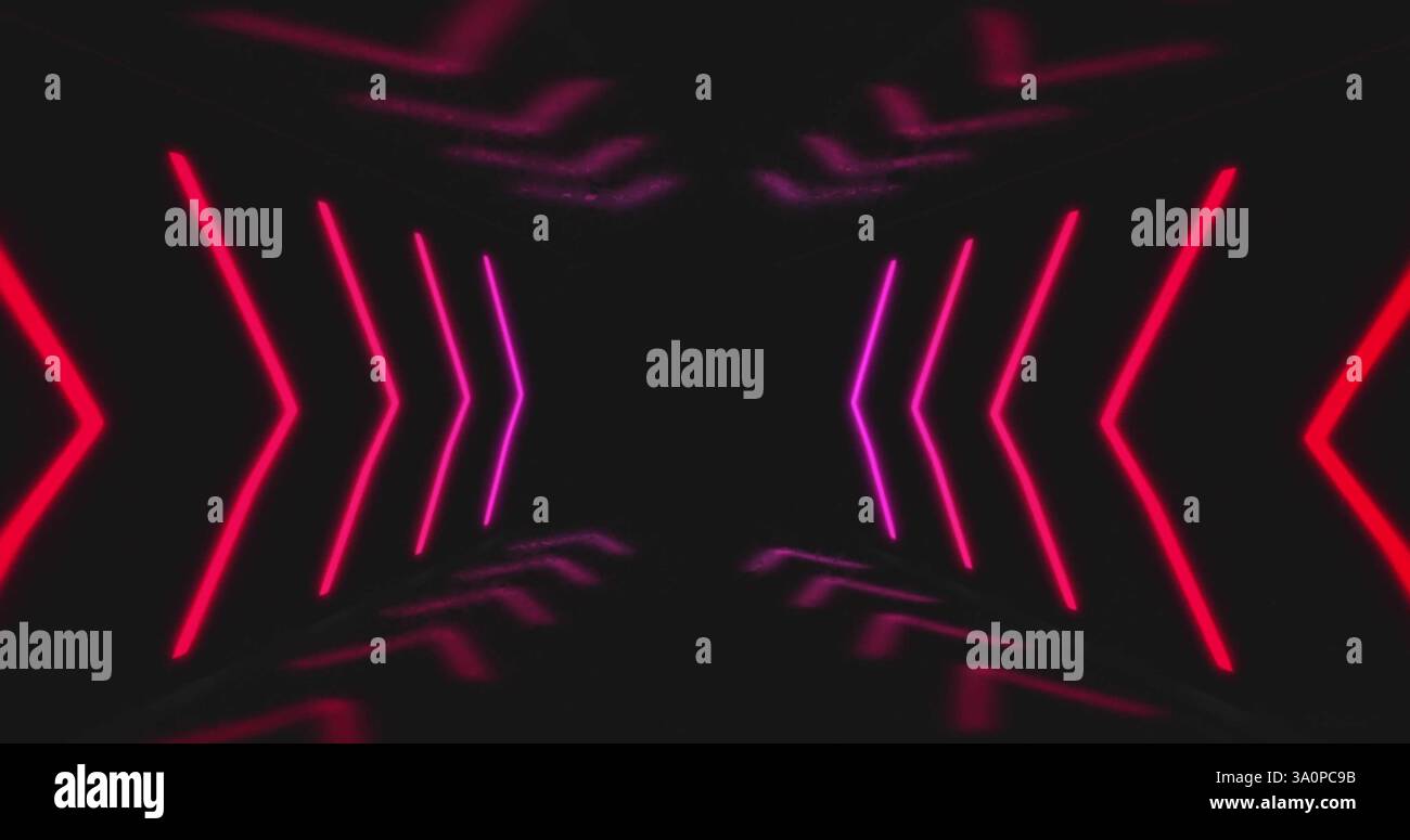 Image of neon arrows over digital tunnel Stock Photo - Alamy