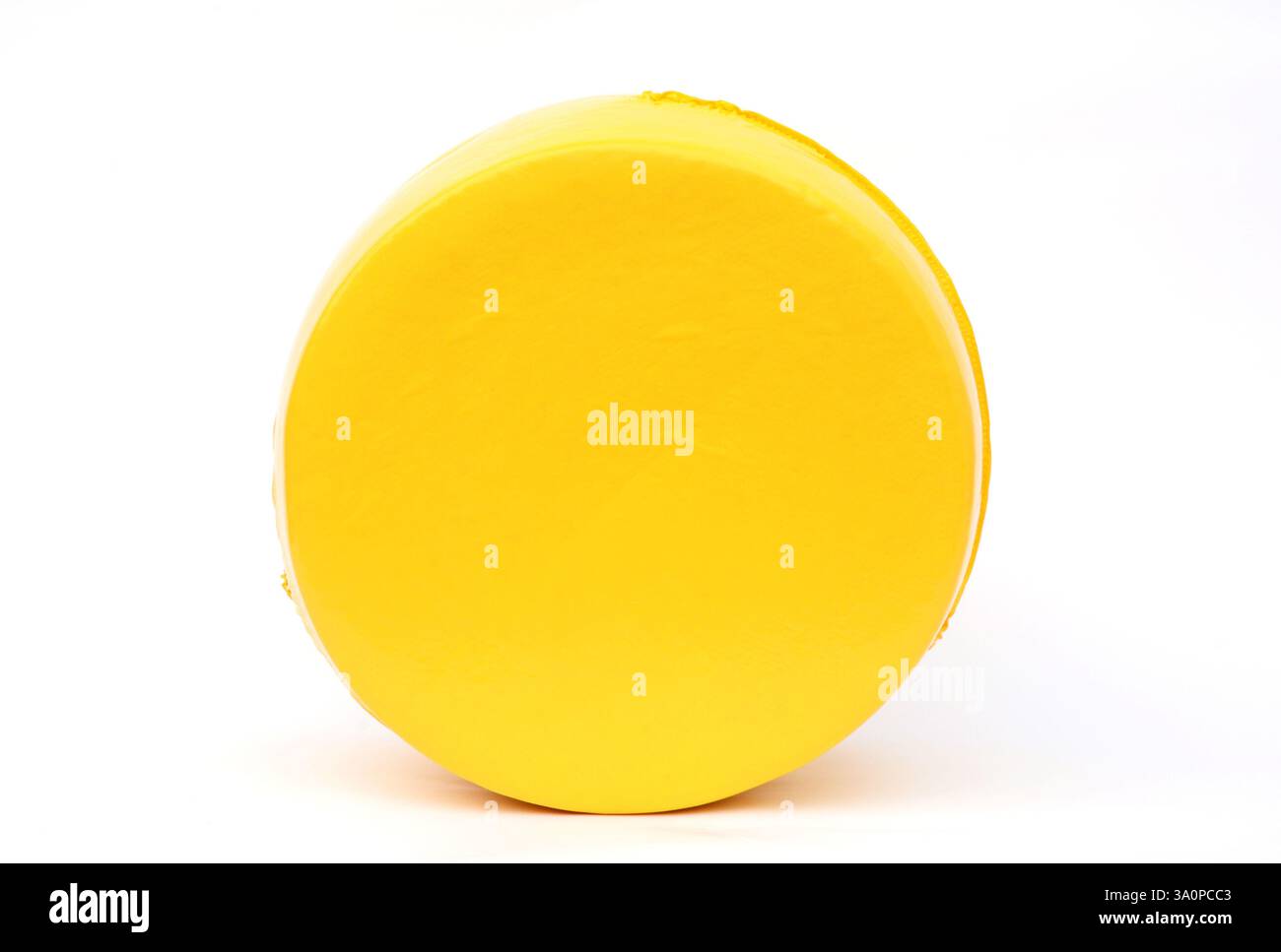 Big cheese head in yellow vacuum package. Cheese wheel isolated on ...