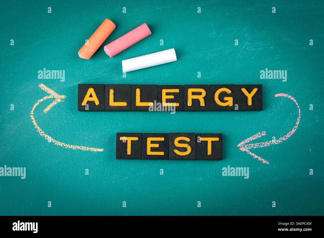 Allergy Test Concept. Chalkboard Background with Letter Blocks Stock ...
