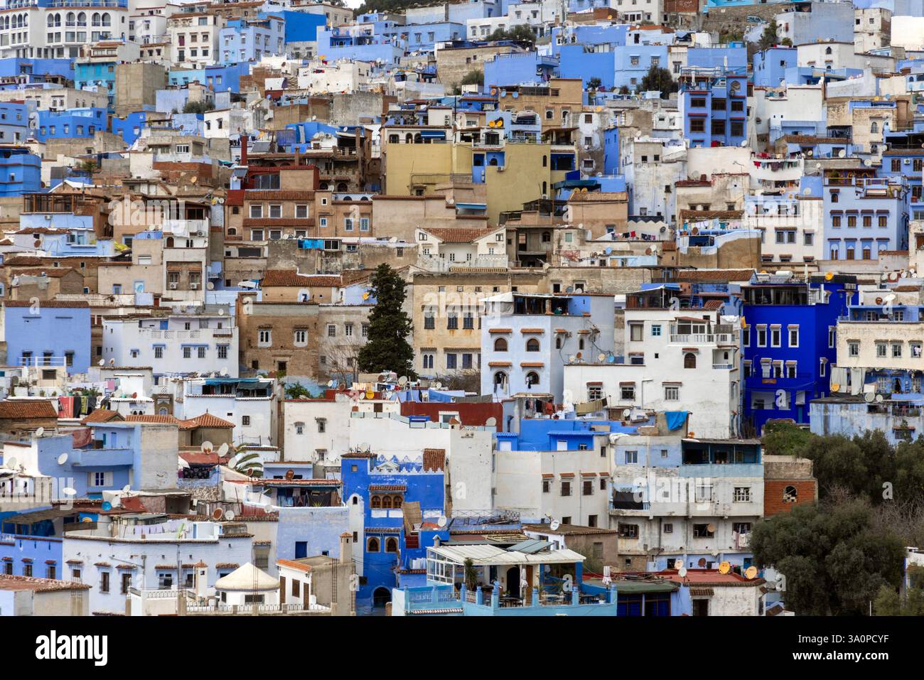 Ras Elma panoramic views of Chefchaouen, located in the northern region ...