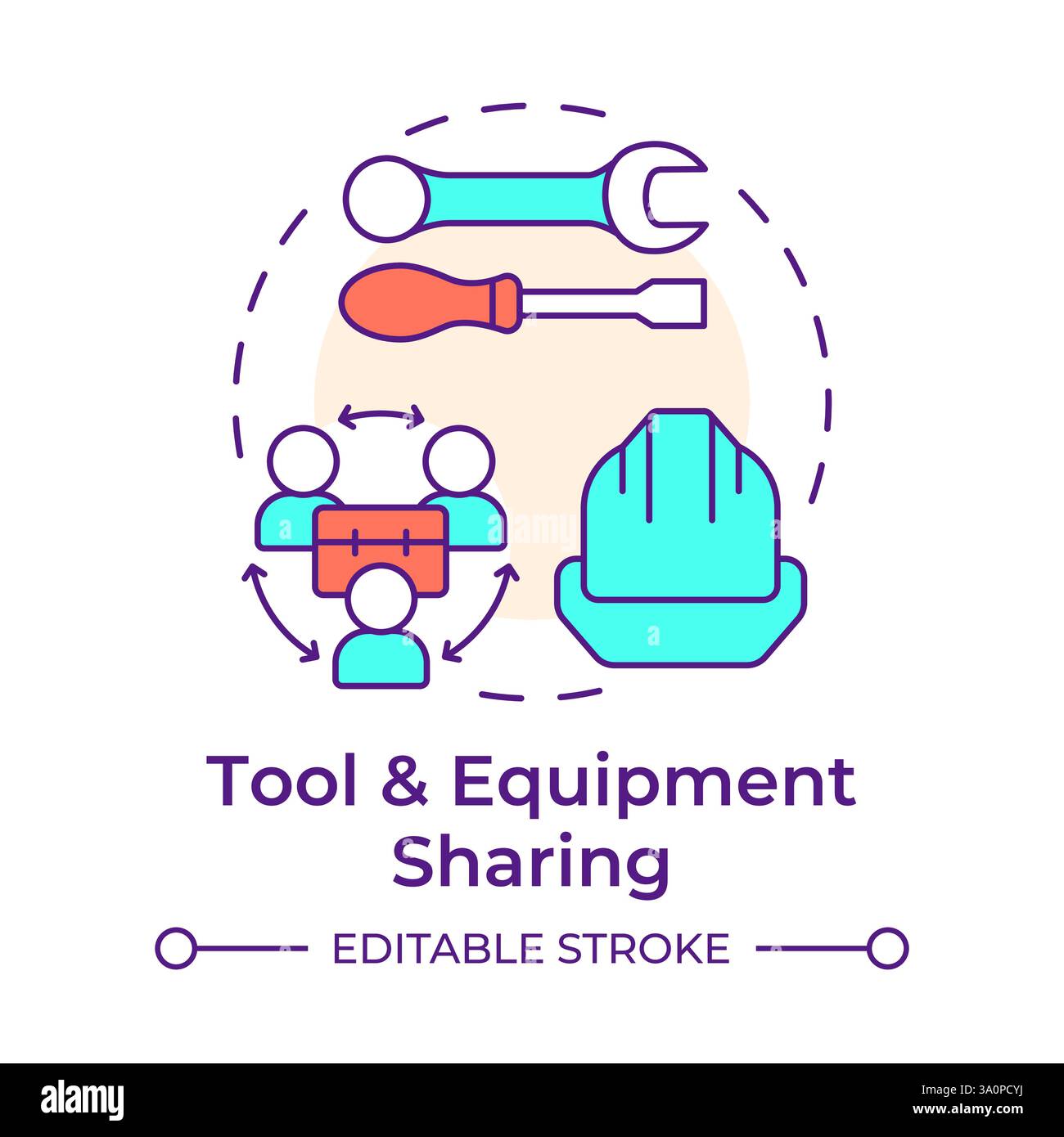 Tool and equipment sharing multi color concept icon Stock Vector Image ...