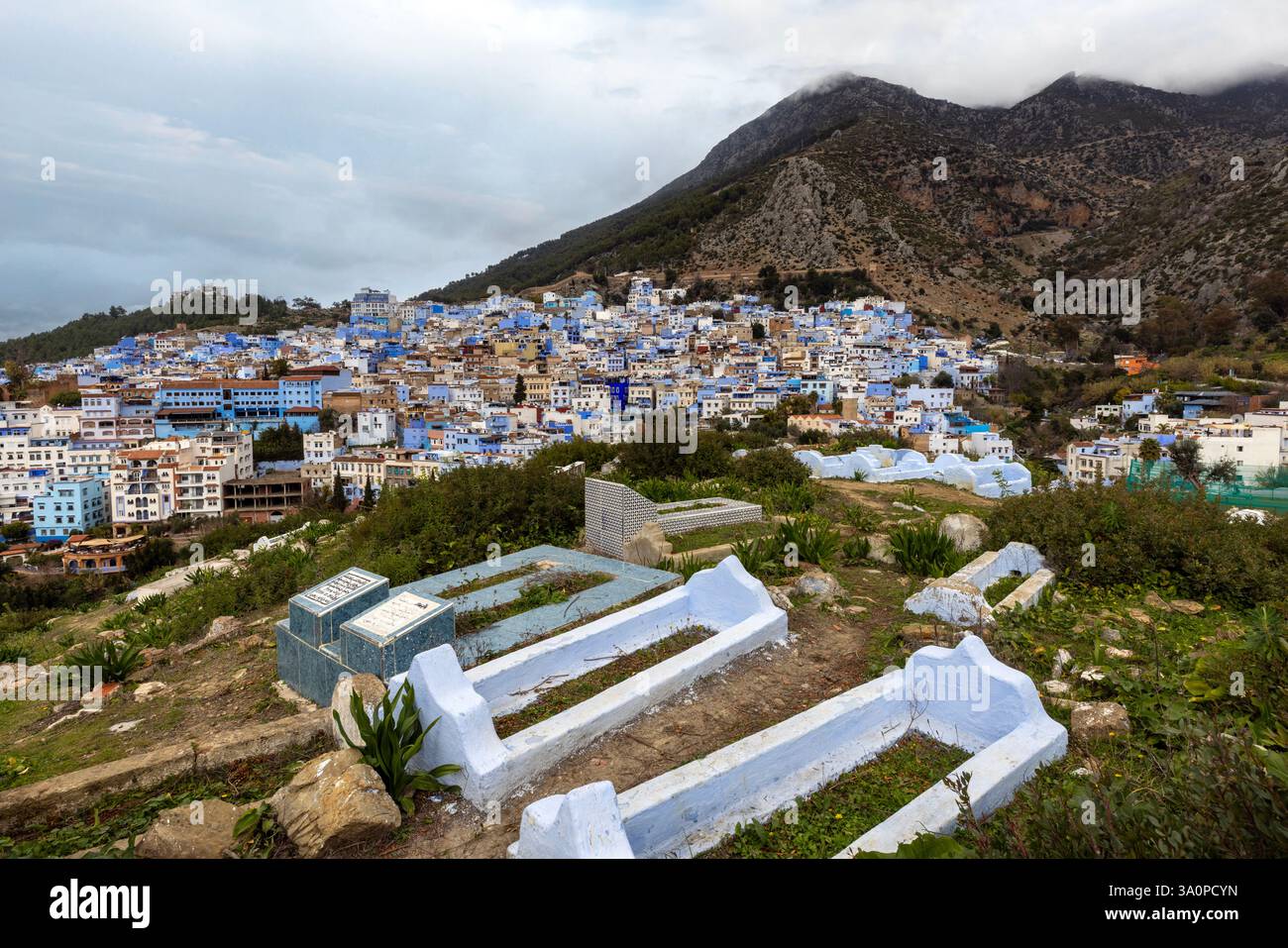 Ras Elma panoramic views of Chefchaouen, located in the northern region ...