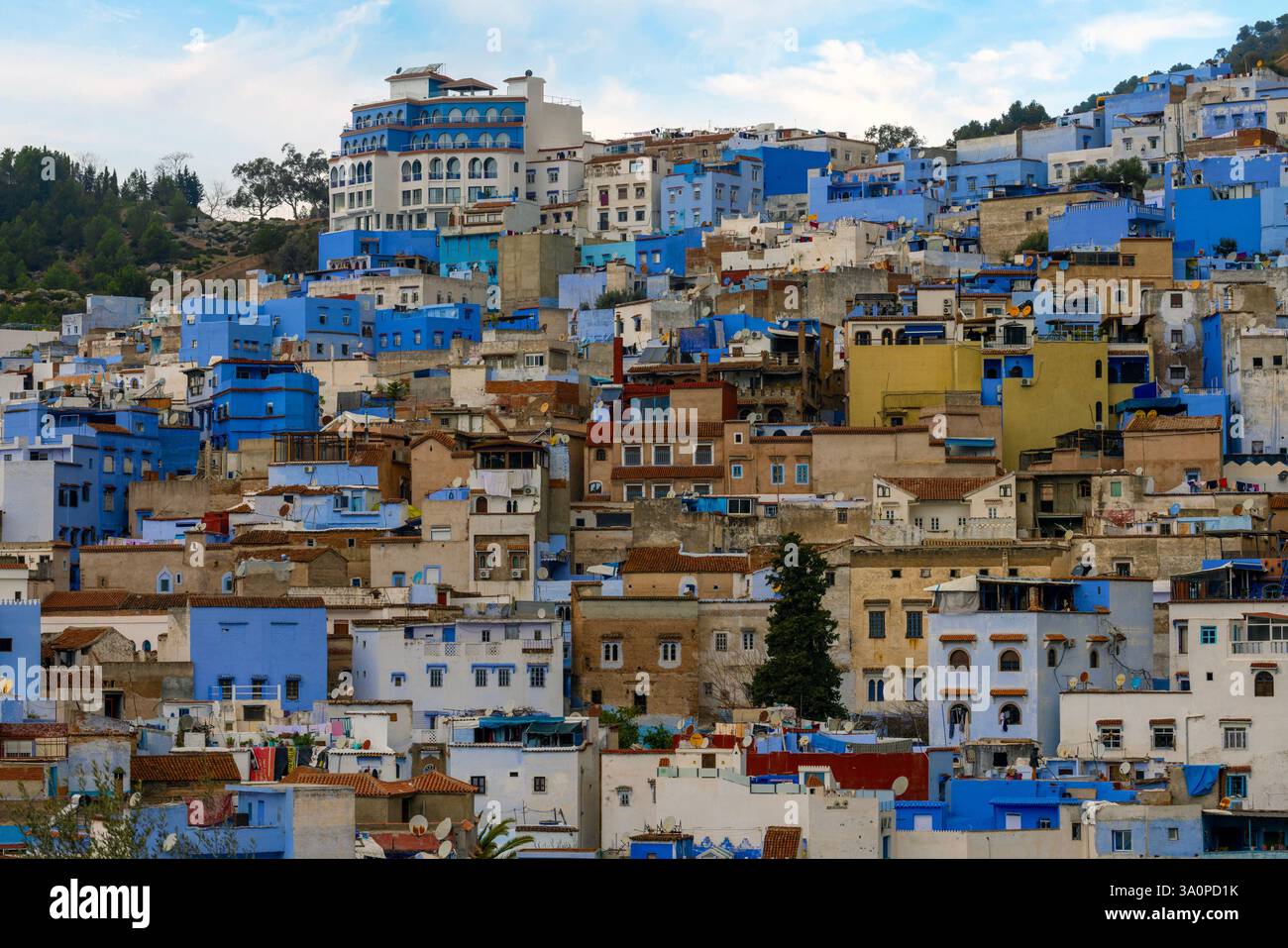 Ras Elma panoramic views of Chefchaouen, located in the northern region ...