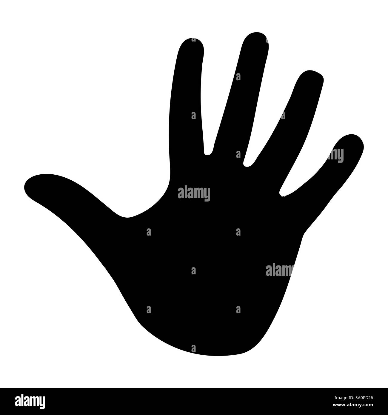 Sleek Black Open Hand Friendly Gesture in Simple Silhouette Stock ...