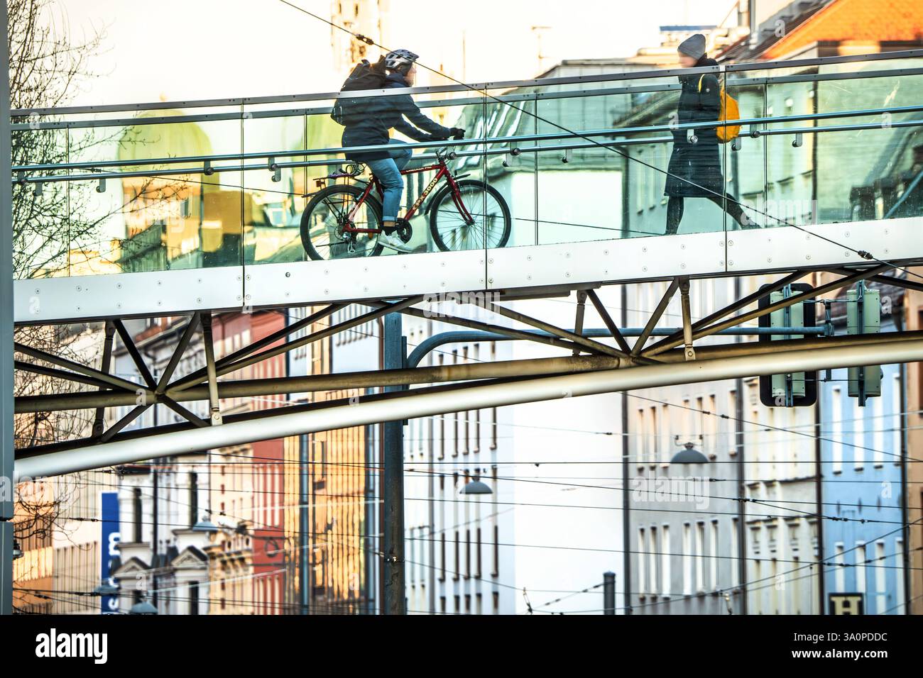 Fußgängerbrücke und Radwegbrücke an der Schwanthalerhöhe, München, März ...