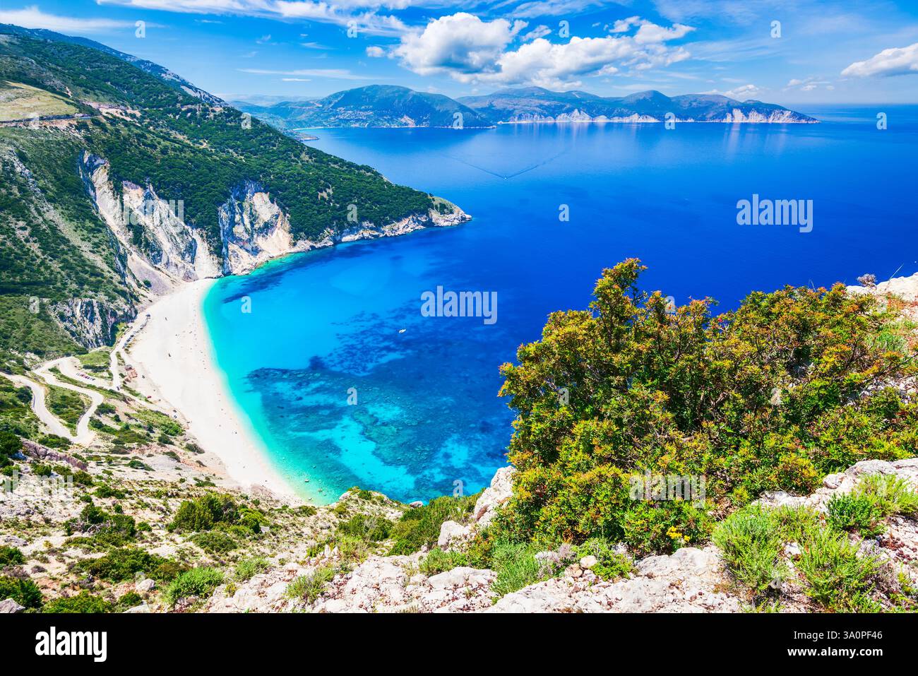 Kefalonia, Greece. Myrtos Beach, most beautiful beach of the island and ...