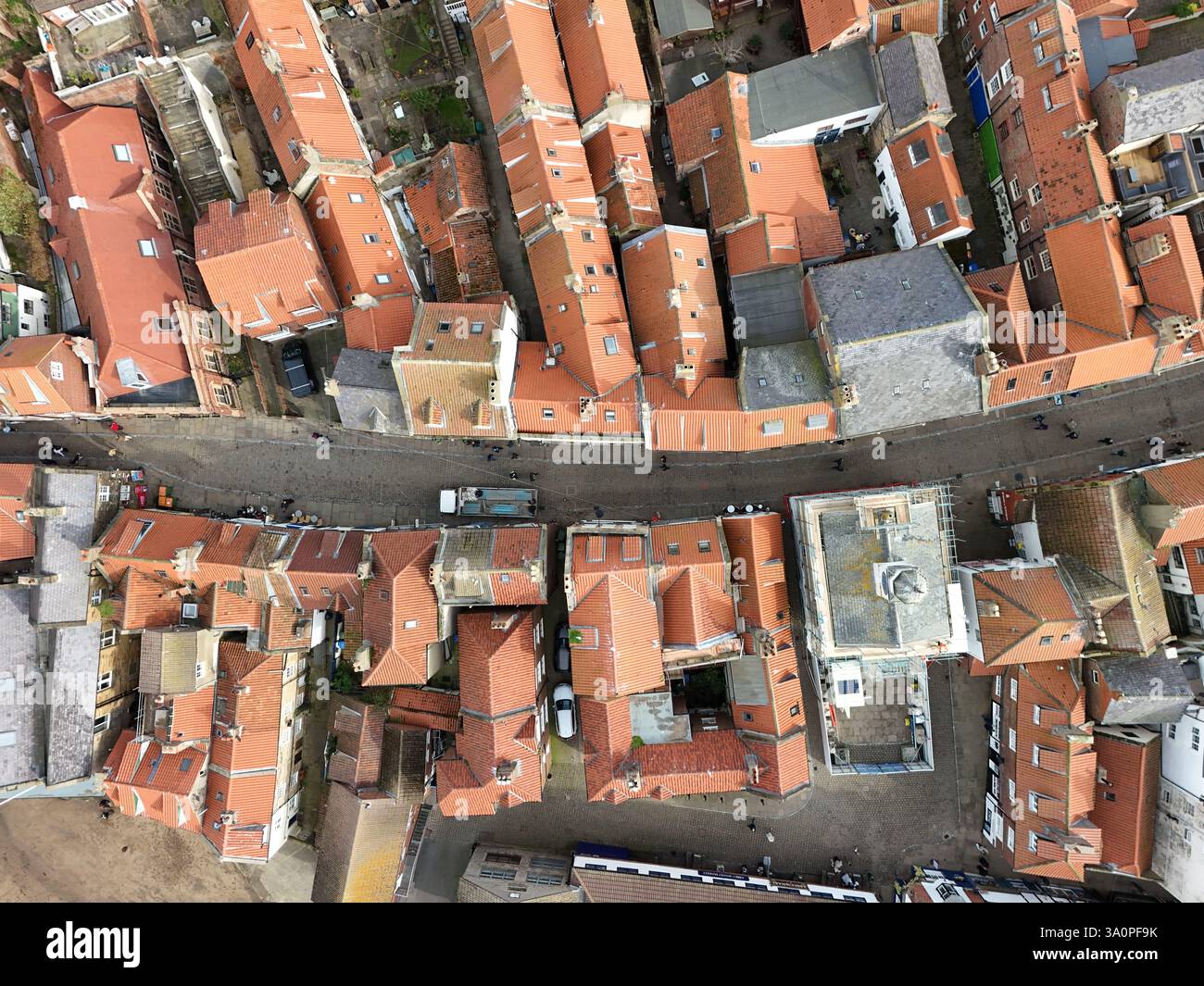 Aerial view of Whitby seaside town the river Esk, North Yorkshire Stock ...