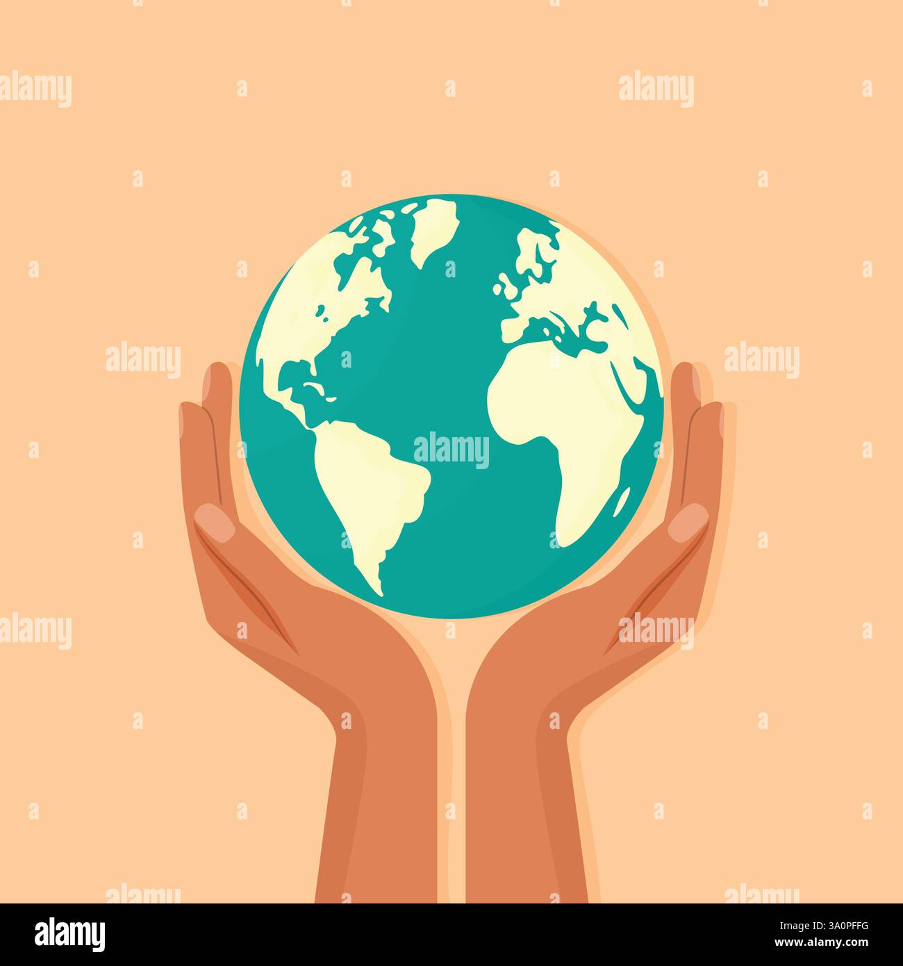 Hands holding Earth flat vector illustration isolated Stock Vector ...