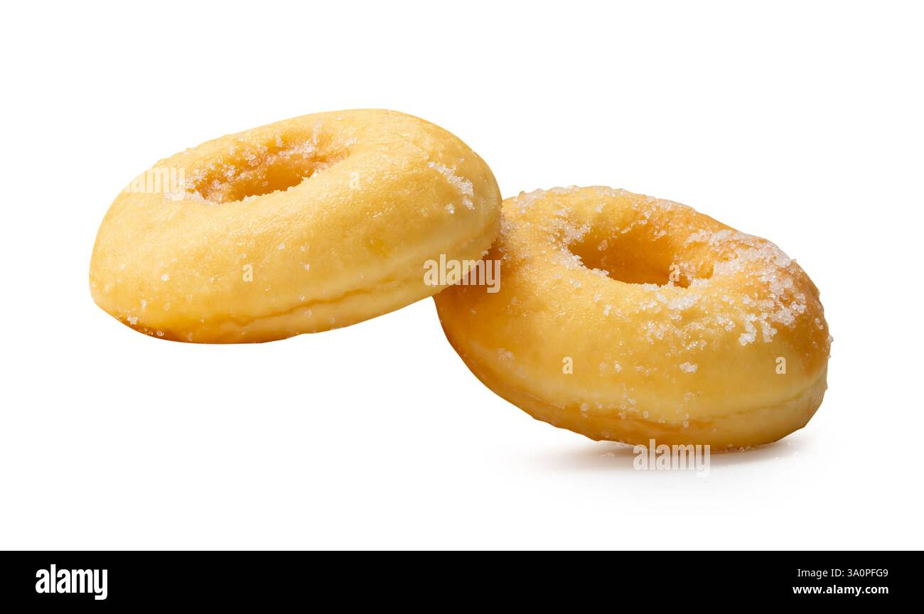 Side view of brown sugar glazed cinnamon donuts in stack is isolated on ...