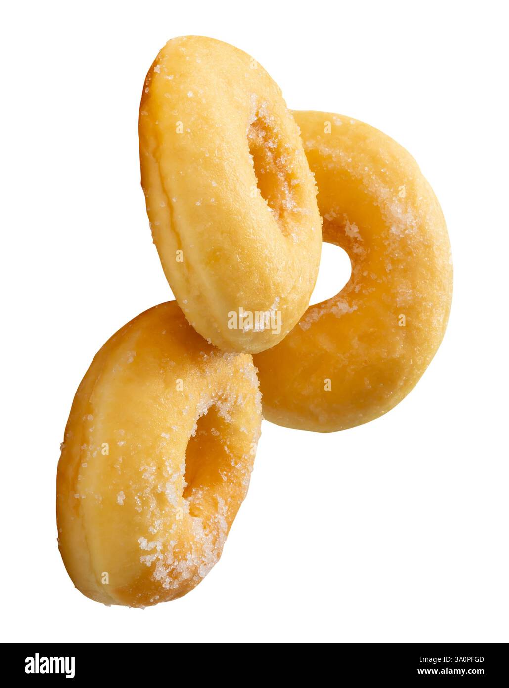 Side view of brown sugar glazed cinnamon donuts in stack is isolated on ...