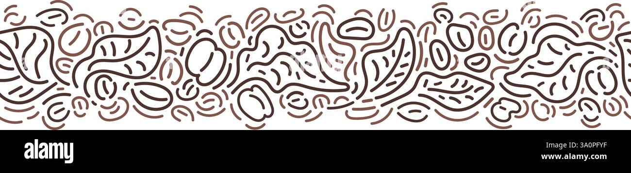 Coffee line ornament. Tropical seamless pattern, abstract silhouette of ...