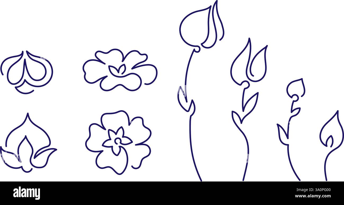 Flax line sign. Minimal nature symbol isolated on white background ...